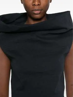 Issey Miyake Asymmetrical Mock Neck Top With Back Zip - Dark Blue