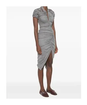 VIVIENNE WESTWOOD Pinstripe Ruched Midi Dress - Grey
