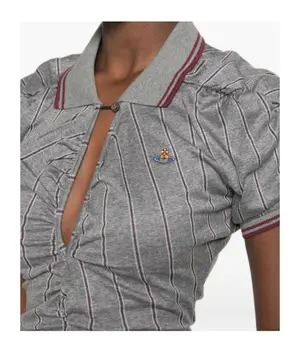VIVIENNE WESTWOOD Pinstripe Ruched Midi Dress - Grey