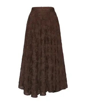 ROTATE BY BIRGER CHRISTENSEN Floral-mesh Sun Skirt - Dark Brown