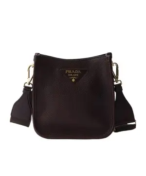 Prada Mini Leather Shoulder Bag - Dark Brown