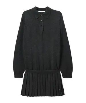 Alexander Wang Long Sleeve Polo Dress With Pleated Skirt