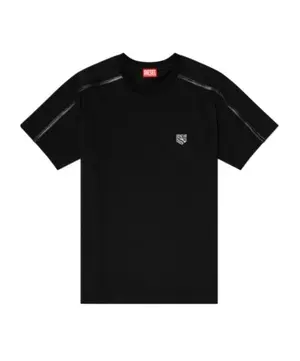 DIESEL® T-shirt With Contrast Trims And Logo Patch - Black