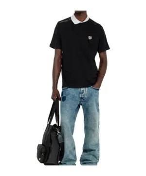 DIESEL® T-shirt With Contrast Trims And Logo Patch