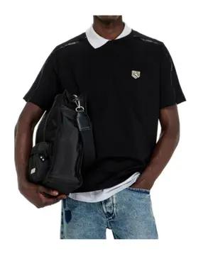 DIESEL® T-shirt With Contrast Trims And Logo Patch