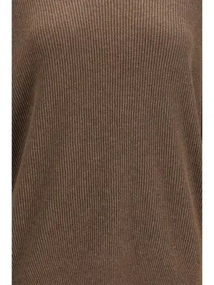THE ROW Ribbed V-neck Long Sleeve Sweater