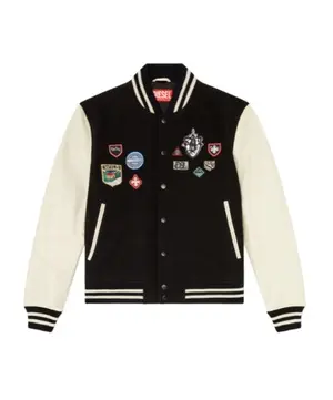 DIESEL® L-arry-patch Leather Jacket - White/black