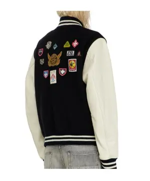 DIESEL® L-arry Patch Leather Jacket - White/black