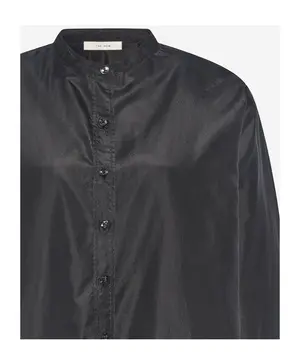 THE ROW Lula Mandarin-collar Silk Shirt - Black