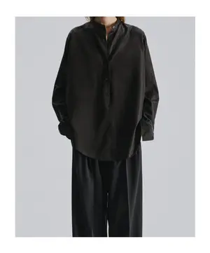 THE ROW Lula Mandarin-collar Silk Shirt - Black