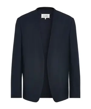 MAISON MARGIELA Lapel-free Blazer In Virgin Wool - Navy