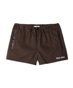 Miu Miu Washed Gabardine Shorts - Ebony