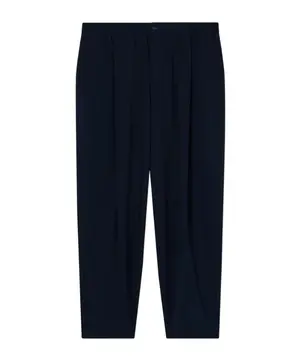 Giorgio Armani Elasticated-waistband Straight-leg Trousers - Deep Navy Blue