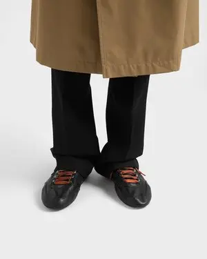 Prada Collapse Antiqued Nappa Leather Sneakers With Hooks