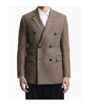 Emporio Armani Lined Blazer In Herringbone Virgin Wool