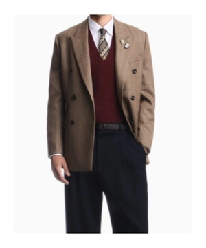 Emporio Armani Lined Blazer In Herringbone Virgin Wool