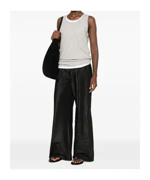 THE ROW Crinkled Wide-leg Trousers - Black