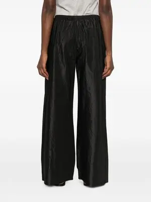 THE ROW Crinkled Wide-leg Trousers - Black