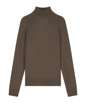 Giorgio Armani Slim-fit Sweater In Plain Knit Virgin Wool - Brown