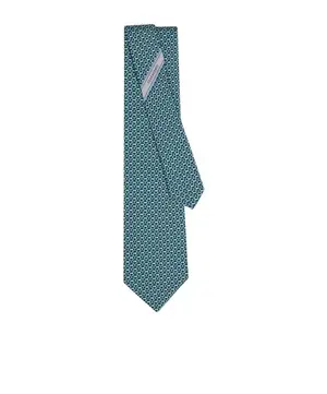FERRAGAMO Gancini Links Print Silk Neck Tie