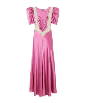 RODARTE Embroidered Lace Maxi Dress - Pink