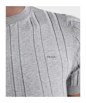 Prada Short-sleeved Ribbed Knit Cotton Sweater