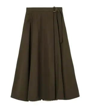 Burberry Belted Twill Midi Skirt