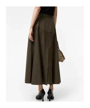 Burberry Belted Twill Midi Skirt