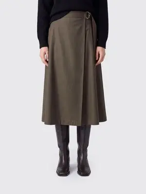 Burberry Belted Twill Midi Skirt