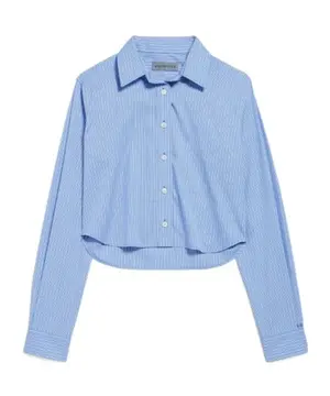 Balenciaga Striped Cropped Shirt In Blue/navy - Blue/navy Blue