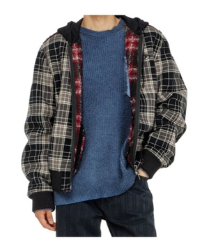 DIESEL® Check Flannel Bomber Jacket With Teddy Interior - Gray/black