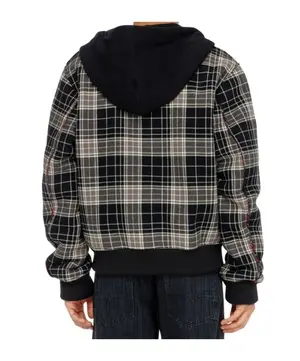 DIESEL® Check Flannel Bomber Jacket With Teddy Interior - Gray/black