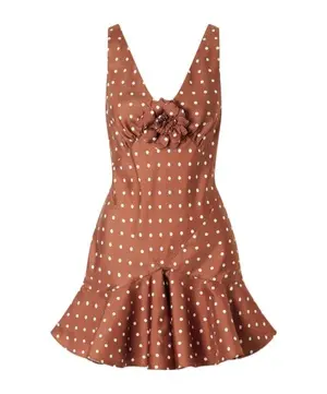 RODARTE Polka Dot Silk Dress - Brown
