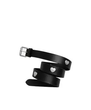 Carhartt Work In Progress Tylor Belt With Metal Buckle And Heart Embellishments - Black/silver