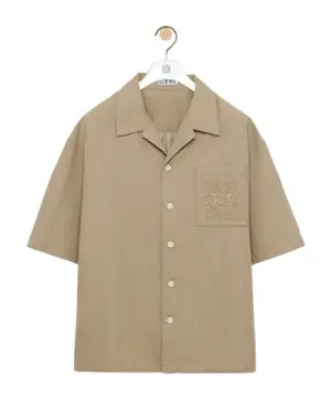 Loewe Short Sleeve Shirt In Cotton - Light Brown