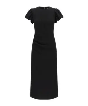 ROTATE BY BIRGER CHRISTENSEN Puff Sleeve Draped Dress - Black