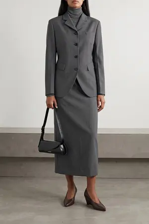 JIL SANDER Single-breasted Blazer With Asymmetrical Hem - Gray