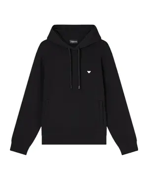 Emporio Armani Drawstring Long-sleeved Hoodie - Black