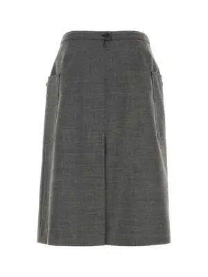 Prada Rush Stitch Pleated Skirt - Slate Ash