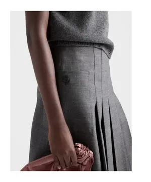 Prada Rush Stitch Pleated Skirt - Slate Ash