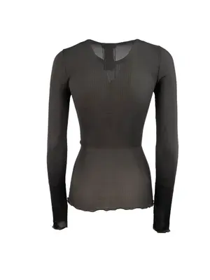 Prada Ribbed Knit Long Sleeve Top - Lead Ash