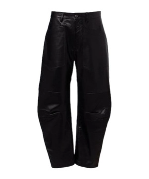 NILI LOTAN Leather Barrel-leg Pants
