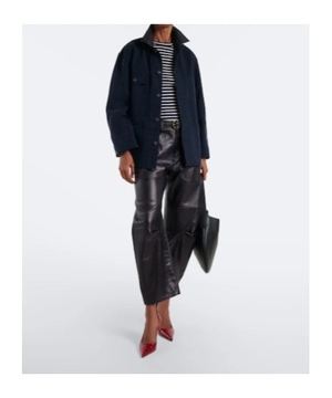 NILI LOTAN Leather Barrel-leg Pants