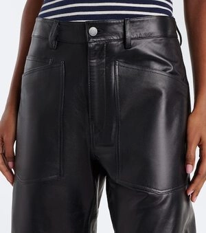 NILI LOTAN Leather Barrel-leg Pants