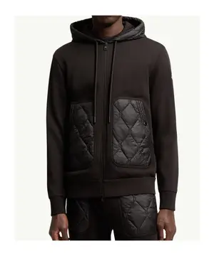 Moncler Diamond Quilted Cotton Blend Zip-up Hoodie