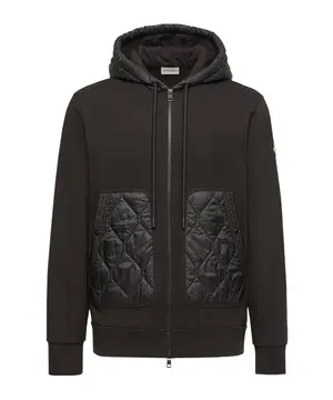 Moncler Diamond Quilted Cotton Blend Zip-up Hoodie - Turkey