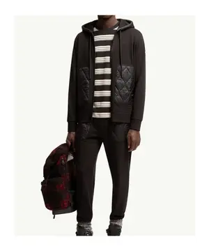 Moncler Diamond Quilted Cotton Blend Zip-up Hoodie