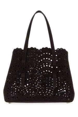 Alaïa Dark Suede Mina 25 Handbag - Brown