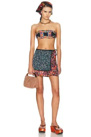 Dolce & Gabbana Organzino Pes Carretto Print Tube Top - Nero