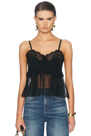 Chloé Sheer Lace Cami Top - Black